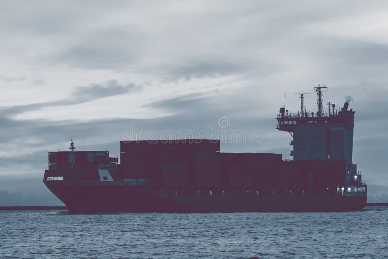Red container ship stock image. Image of marine, deck - 88166553