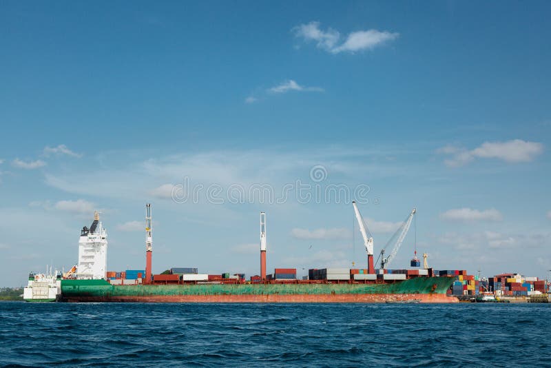 Big Container Ship in Harbor Stock Photo - Image of sail, ship: 164553482