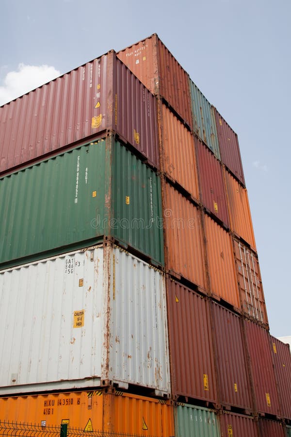 20 Big Containers of Various Colors Stock Photo - Image of cargo ...