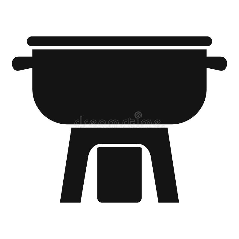 Big Cooking Pot Standing on Burning Brazier Icon Simple Style Stock ...