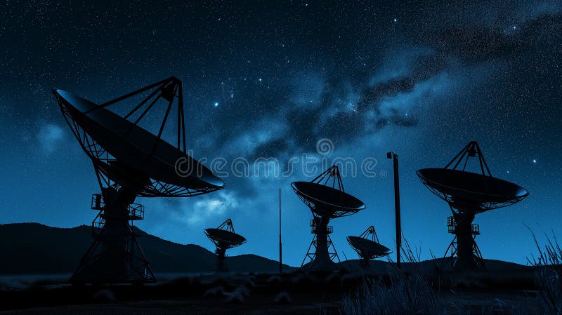 Big Cosmic Antennas Point To Stars at the Observatory Stock ...