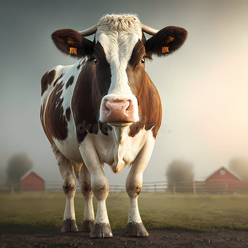 Cow on Solid Background. Generative AI Stock Illustration ...