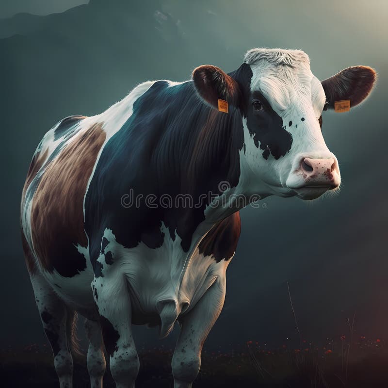 Cow on Solid Background. Generative AI Stock Illustration ...