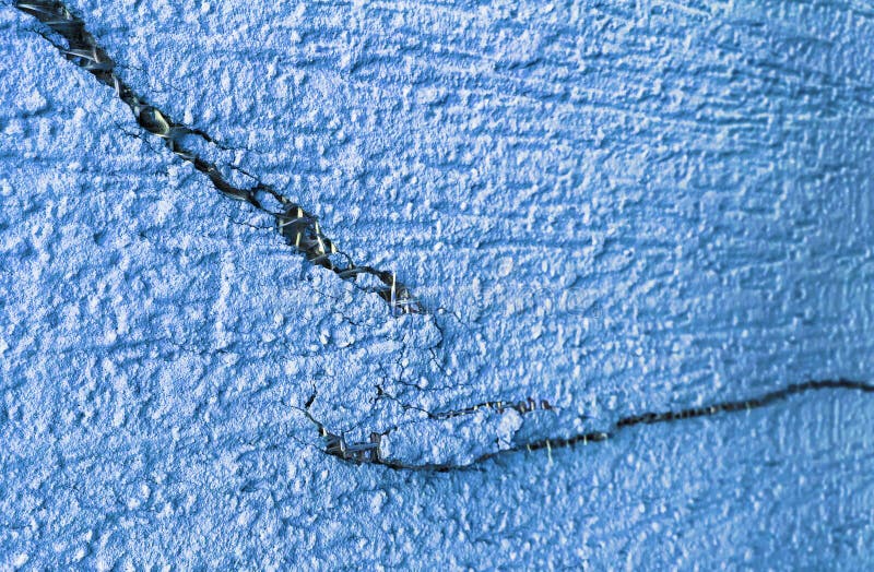 Big Crack In A Blue Aged Old Bumpy Wall Grungy Texture Stock Photo ...