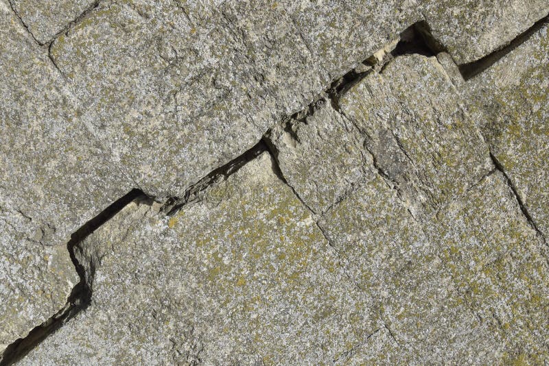 Big Crack on Gray Wall with Moss, Abstract Image of Diagonal Cleft ...