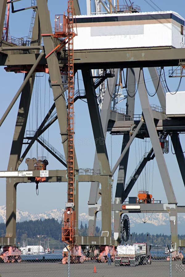 Big cranes. stock image. Image of industrial, truck, tall - 490993