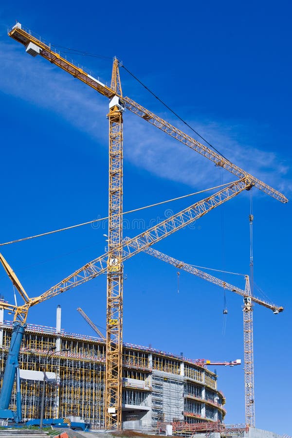 Big Cranes on a Construction Site Stock Image - Image of crane ...