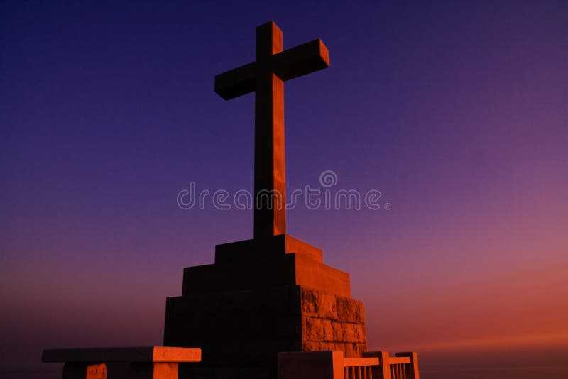 Big Cross stock image. Image of pink, sundown, cross - 22846539
