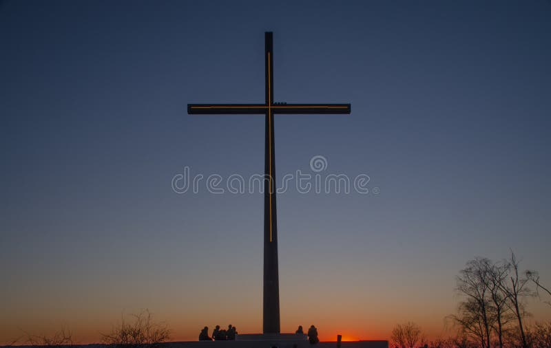 A big cross in the evening stock photo. Image of architecture - 230553676
