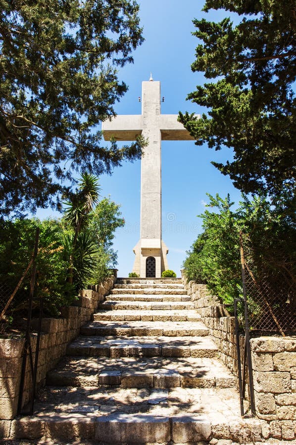 Big cross in rhodes greece stock image. Image of holy - 33648453