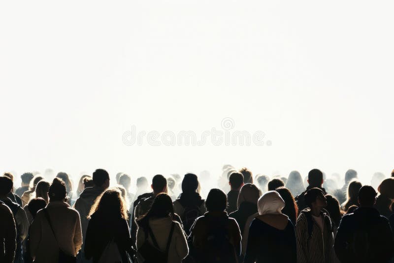 Big Crowd of Diverse People in Dark Clothes Isolated on White ...