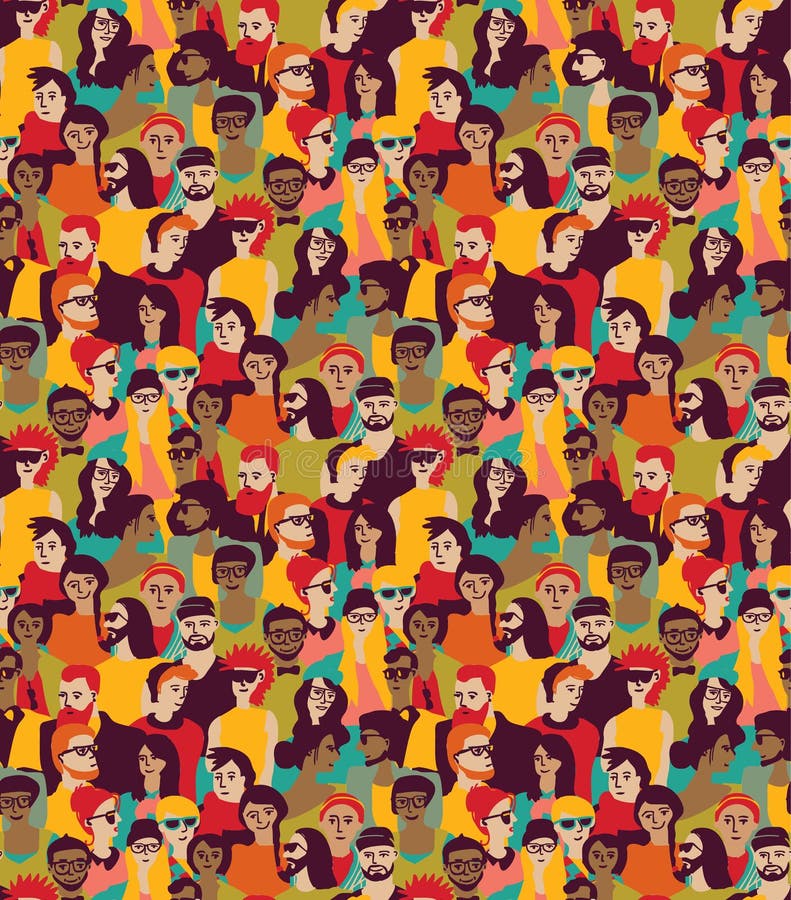 People of Color Group Walk Follow Direction Leader Stock Vector ...