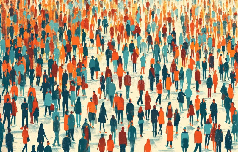 Big Crowd of People Crowded in a City Stock Illustration - Illustration ...