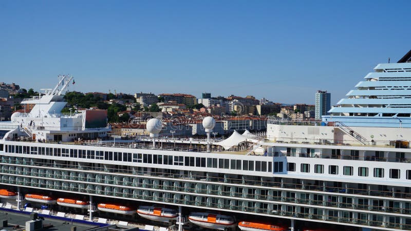 Big Cruise Ship Docked at the Cruise Terminal at Trieste, Italy Stock ...