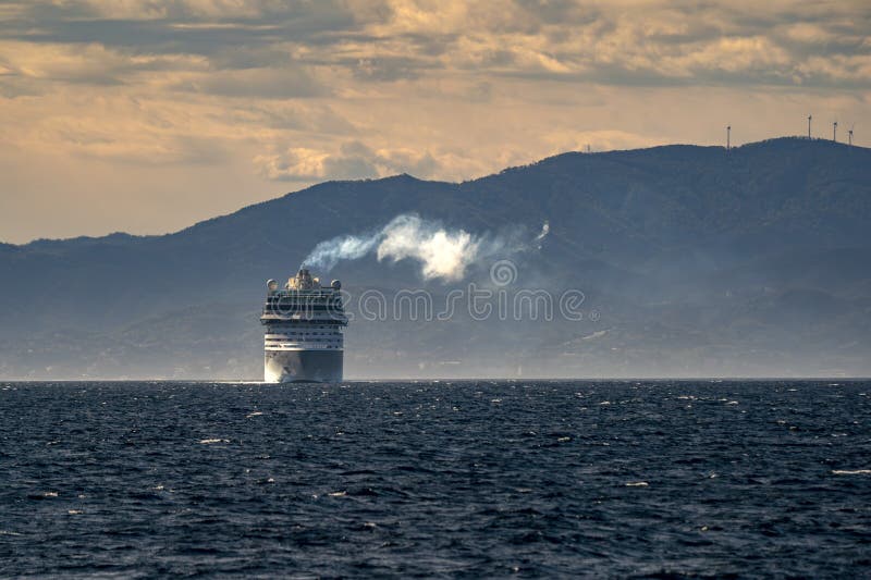 Big Cruise Ship in Ligurian Sea Stock Image - Image of ferry, cruise ...