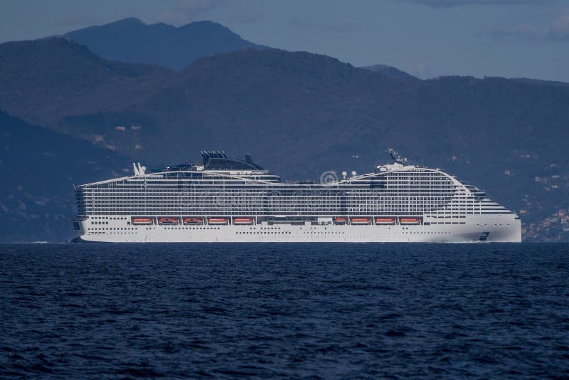 Big Cruise Ship in Ligurian Sea Stock Photo - Image of boat, view ...
