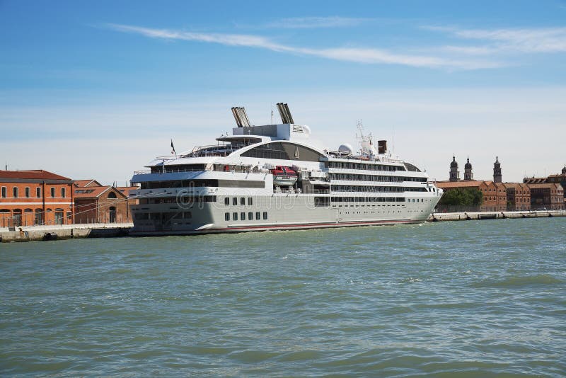 A Big Cruiser Boat Docked in Venice Stock Image - Image of canal, pier ...