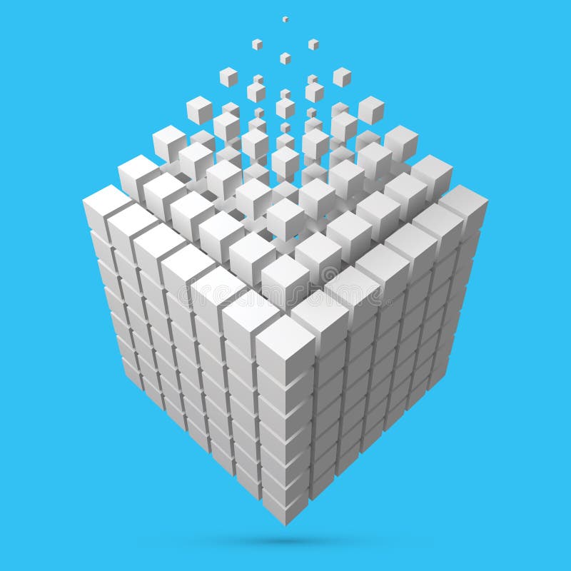 Big Cube Scructure Dissolving To Small Cubes. 3d Style Vector ...