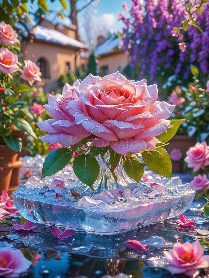 Big Curvy Pink Rose at Flower Garden Stock Photo - Image of pink ...