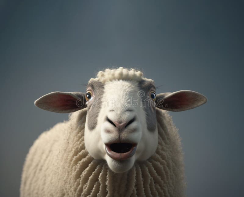 Big Cute Sheep Smiling Face Stock Illustration - Illustration of ...