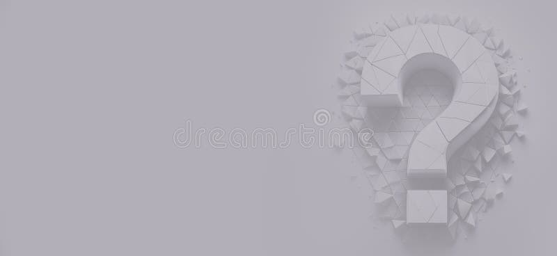 Big 3D Grey Question Mark Icon Shattered into Pieces of it. Question ...
