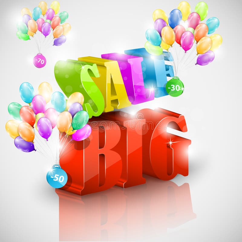 Big 3D Sale with Colorful Bubbles Stock Vector - Illustration of label ...