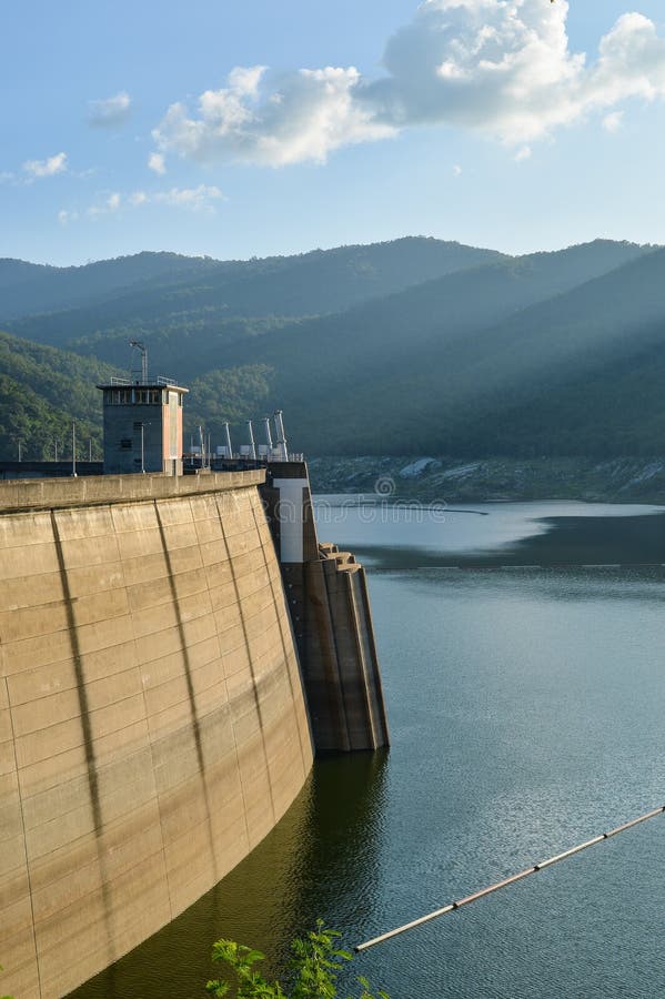 Big Dam with the Mountain Surrounded Stock Image - Image of power ...