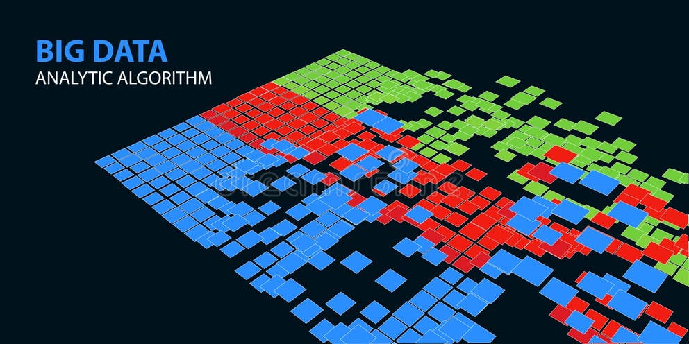 Big Data Abstract Background Algorithm Analyzing Color Rectangles Data