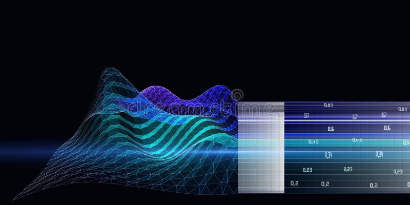 Big Data Abstract Background With Wireframe Wavy Algorithm Analyze Data With Blurred Lines