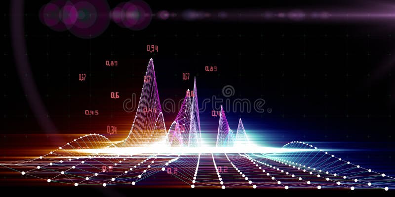 Big Data. Abstract Digital Background with Graph and Data on Black ...