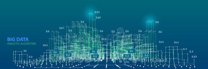Abstract Infographics With Grid Mesh And Data On Blue Background 3d Grid Data Chart Algorithm