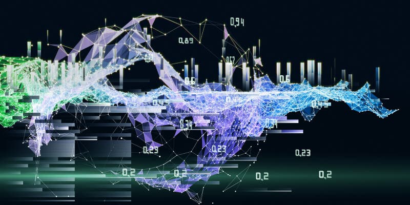 Big Data. Abstract Concept of Radial Algorithm Analytics. Quantum Virtual Cryptography Stock ...