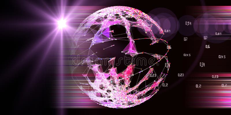 Abstract Spherical Algorithm Analysis Data with Blurred Lines and Lens Effects. AI Stock ...