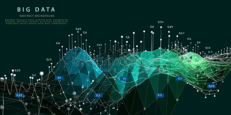 Big Data Abstract Visualization Polygonal Algorithm Analyze Data Quantum Virtual Cryptography
