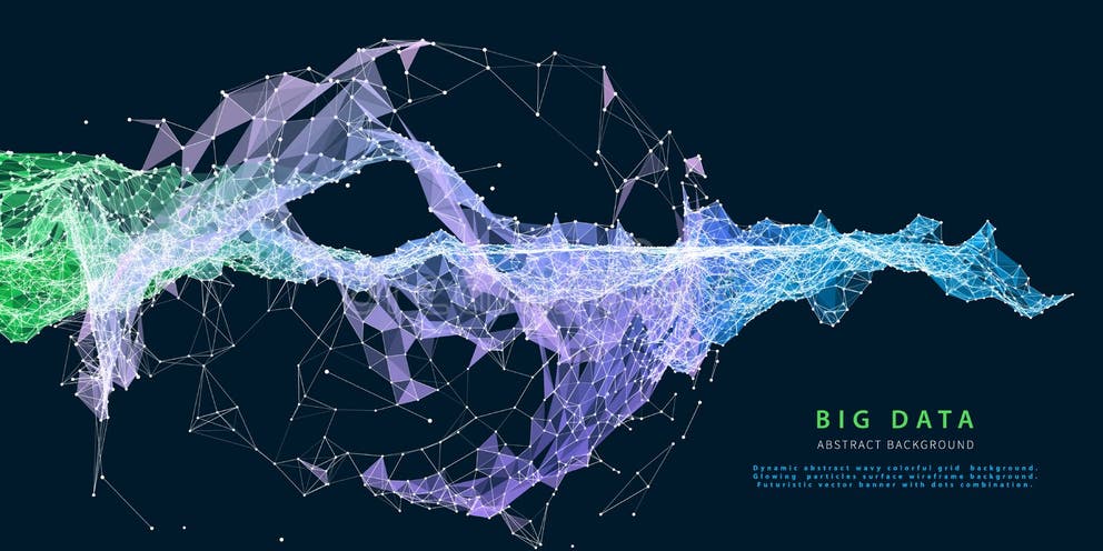 Big Data. Abstract Visualization Polygonal Chaotic Grid Algorithm Analyze Data. Quantum ...