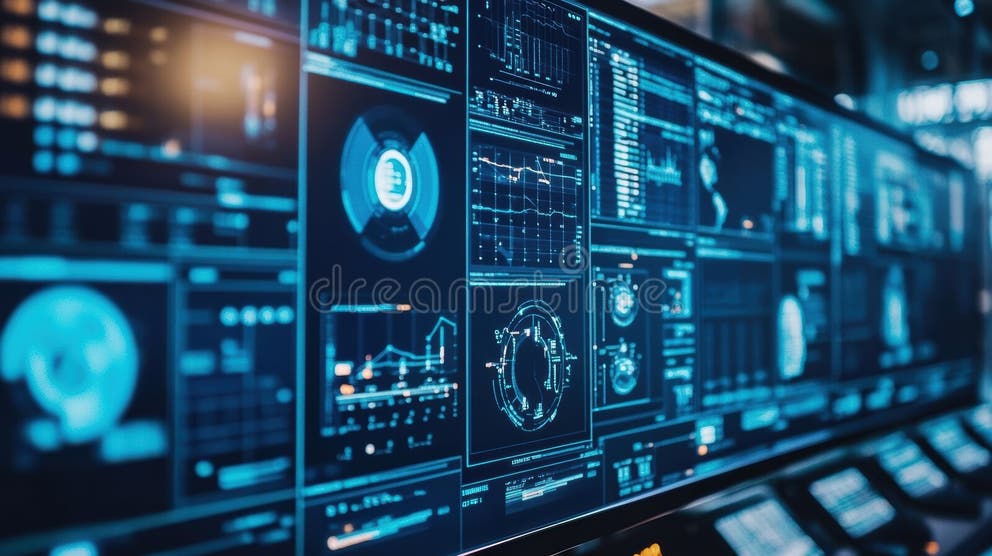 Big Data Analysis Displaying on Multiple Computer Screens Showing Charts and Graphs Stock Photo ...