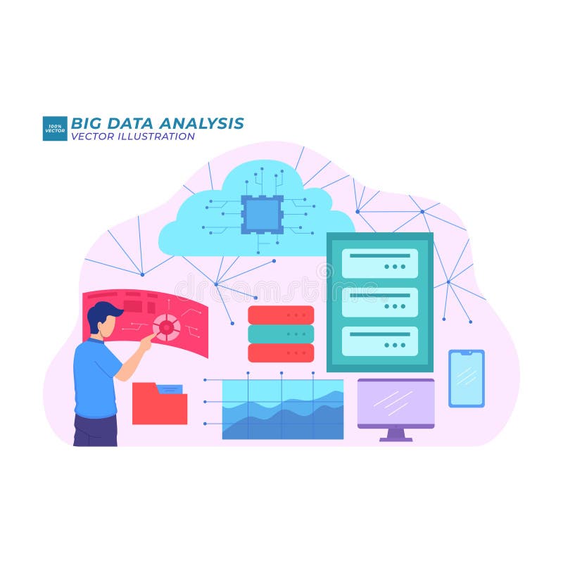 Big Data Analysis Flat Illustration Chart Digital Stock Vector ...