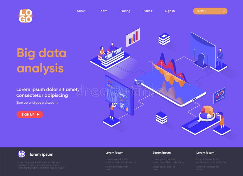 Big Data Analysis Isometric Landing Page. Analytics and Business ...