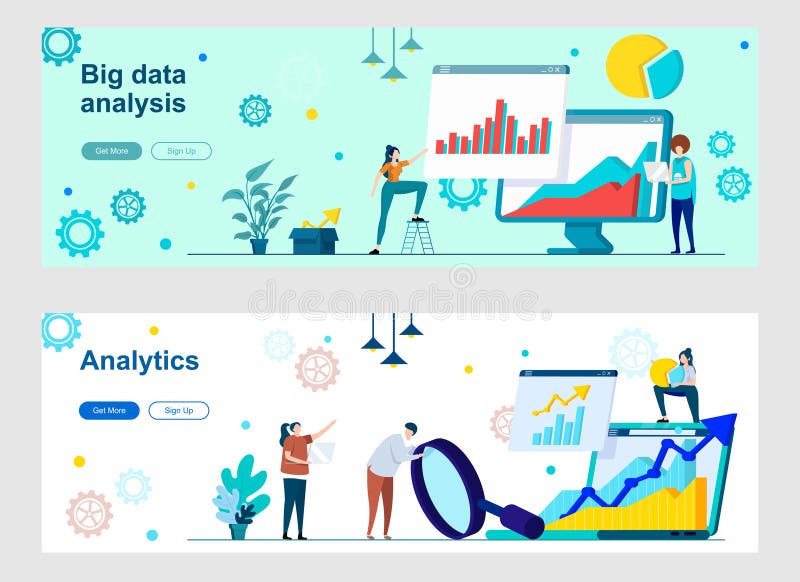 Big Data Analysis Landing Page with People Characters. Expert Research ...