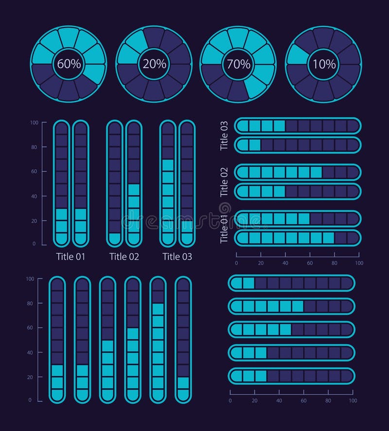Big Data Analysis Report Infographic Chart Design Template Set for Dark ...