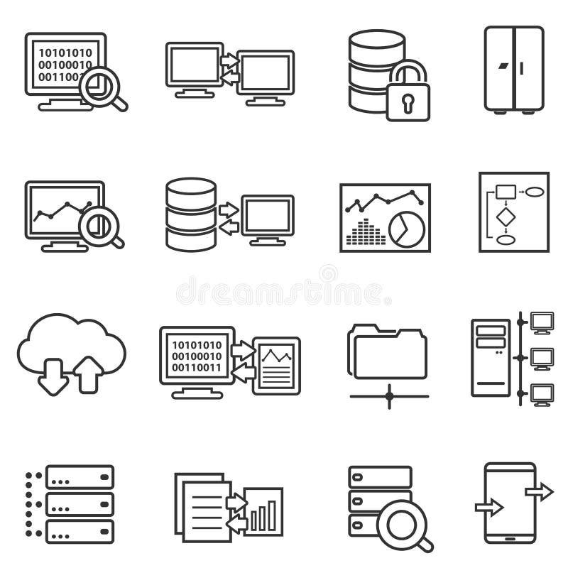 Big data icon set stock vector. Illustration of application - 34333961