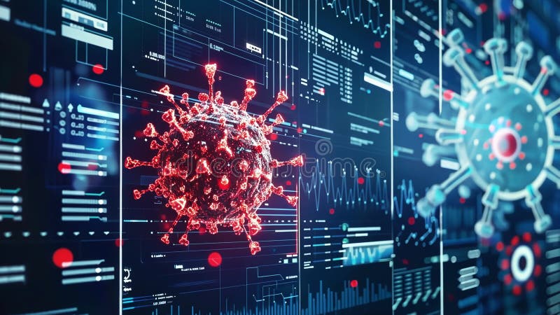 Big Data Analysis Showing Coronavirus on Digital Display Stock Footage ...