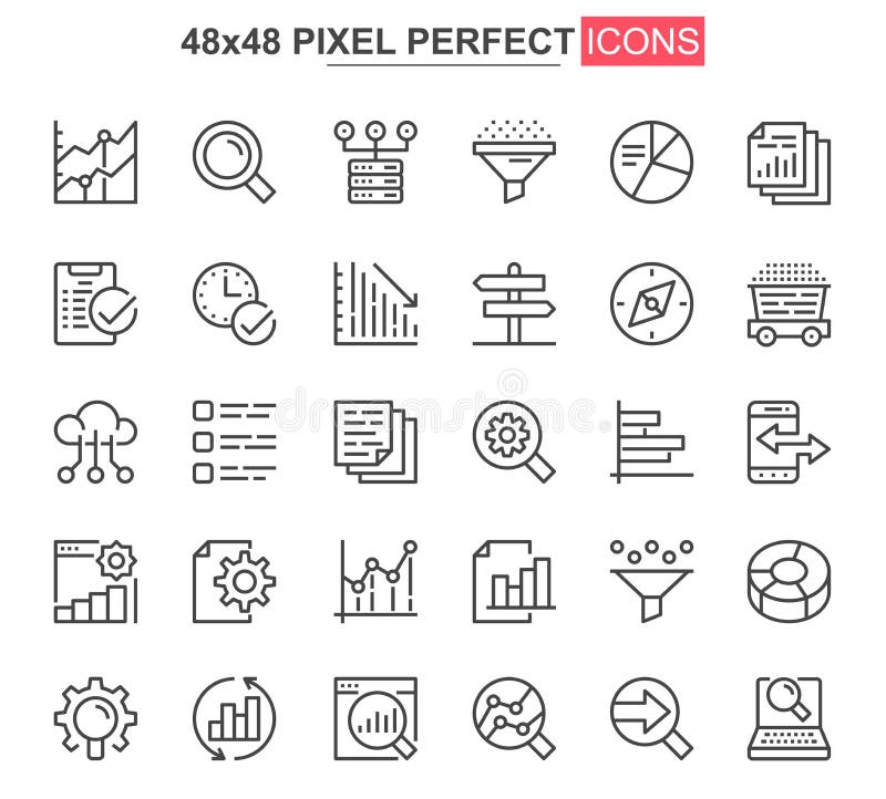 Simple Set of Data Processing Related Vector Line Icons. Linear ...