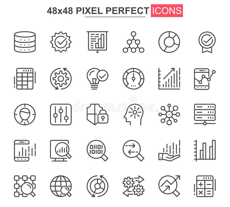 Simple Set of Data Processing Related Vector Line Icons. Linear ...