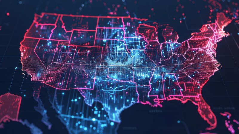 Big Data Analysis Visualizing United States Map with Futuristic ...