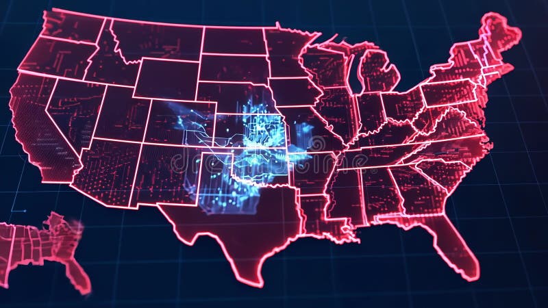 Big Data Analysis Visualizing United States Map with Futuristic ...