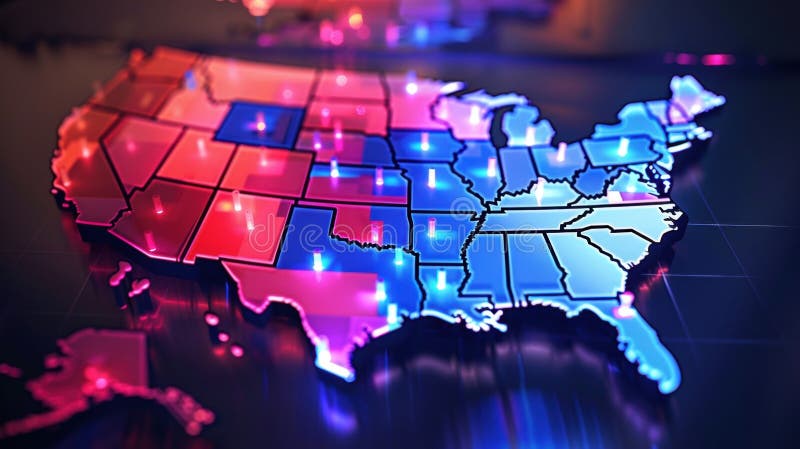 Big Data Analysis Visualizing United States Map with Glowing Markers ...