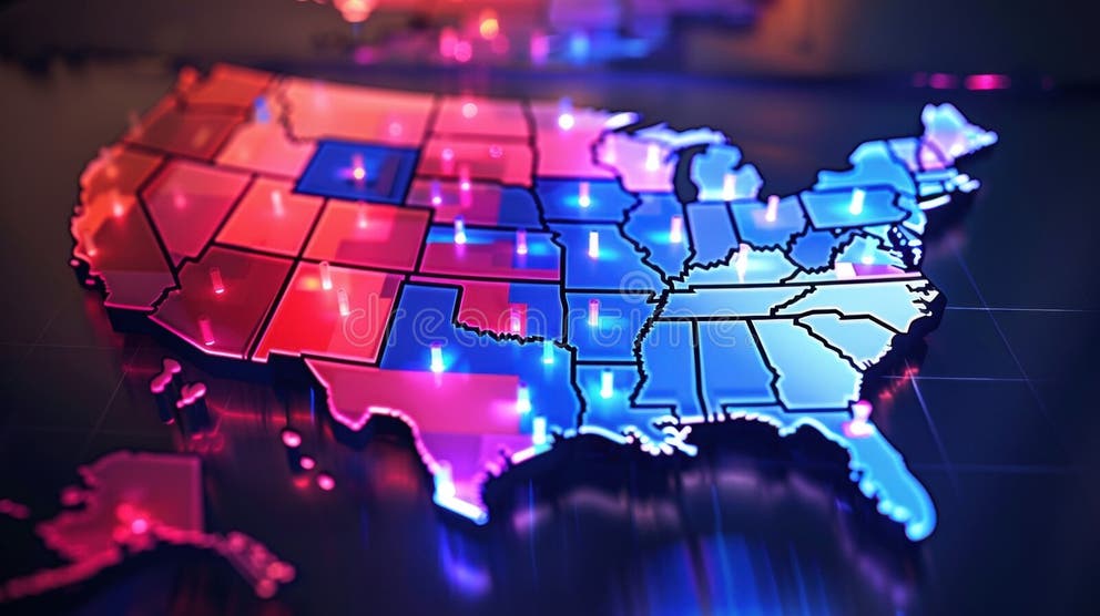 Big Data Analysis Visualizing United States Map with Glowing Markers ...