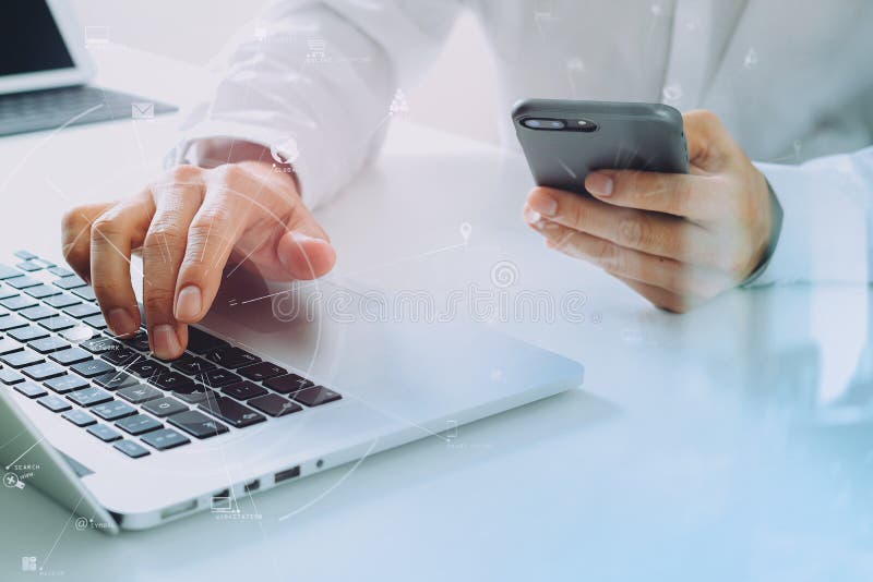 Big Data Analytics with Business Intelligence (BI) Concept. Businessman ...