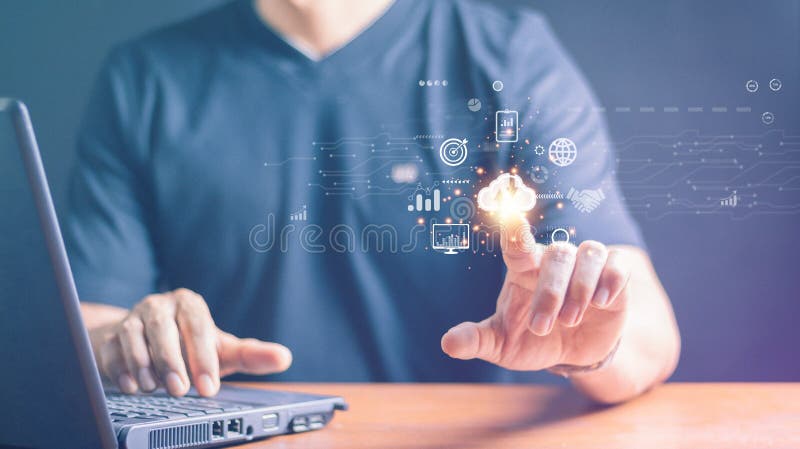 Business Intelligence Concept. Chart and Graph Icons on a Digital ...